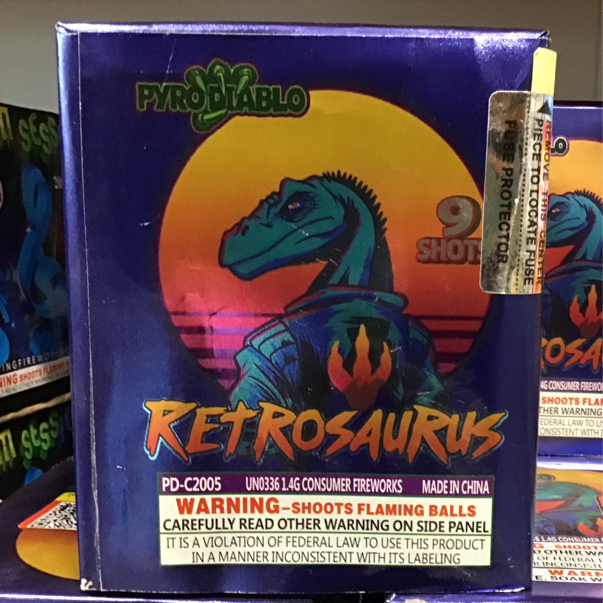 Retrosaurus | KG Fireworks Warehouse - South Range, Wisconsin